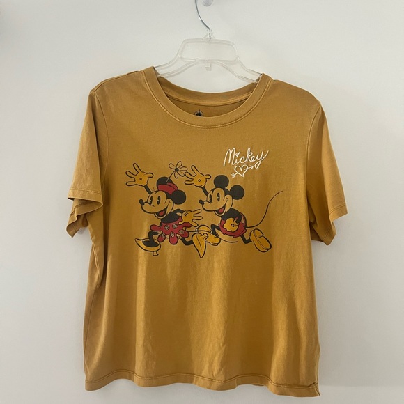 Disney | Tops | Disney Mickey And Minnie Mustard Yellow Tshirt | Poshmark
